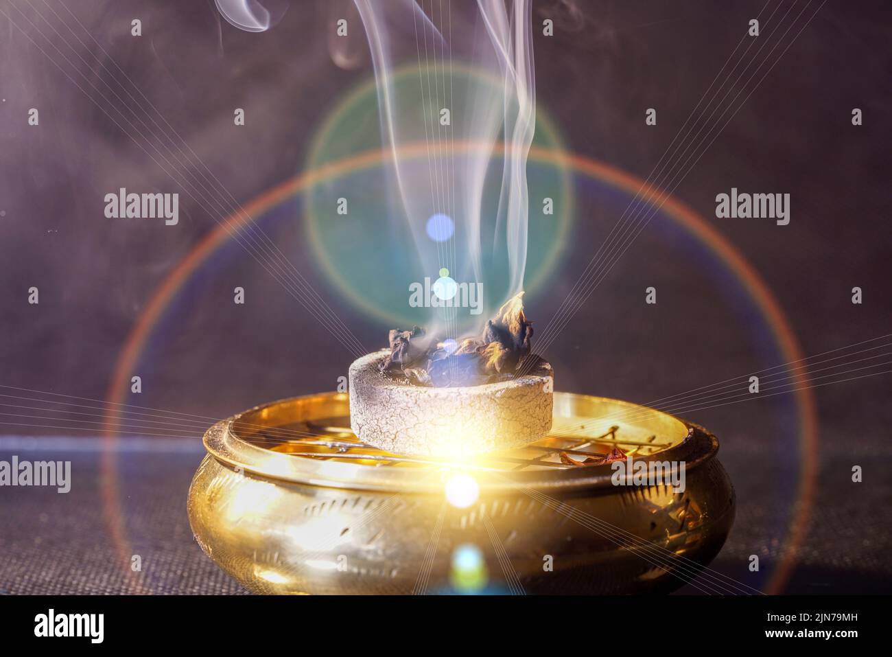 Smoke photographed in the studio with copy space and effect background ...