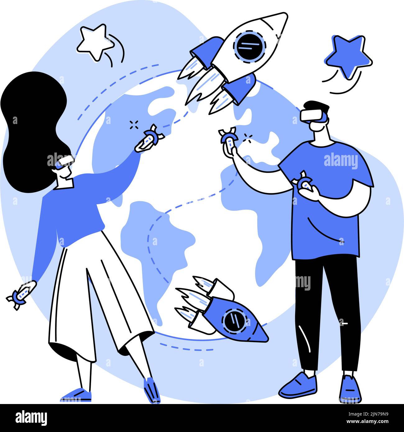 VR gaming isolated cartoon vector illustrations Stock Vector Image ...