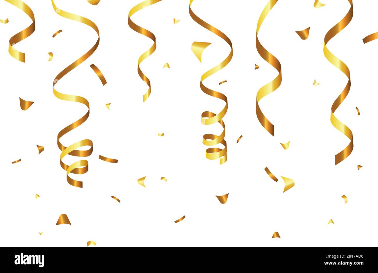 Golden Tiny Confetti And Streamer Ribbon Falling On Transparent Background. Vector eps 10 Stock ...