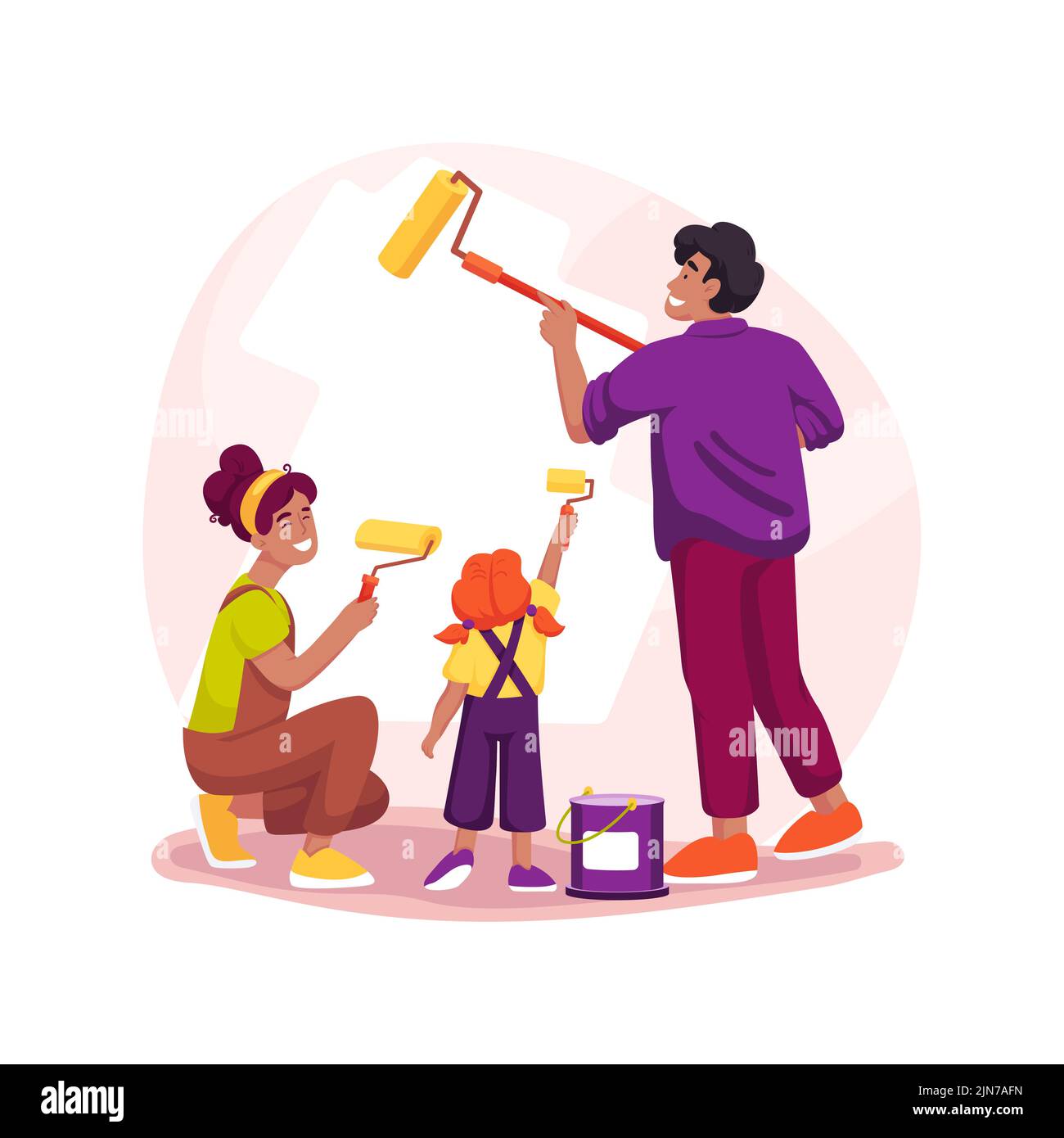 Painting the walls indoors isolated cartoon vector illustration Stock ...