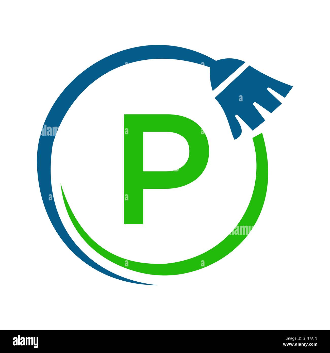 Maid House Cleaning Logo On Letter P Concept. Maid Logo, Cleaning Brush ...