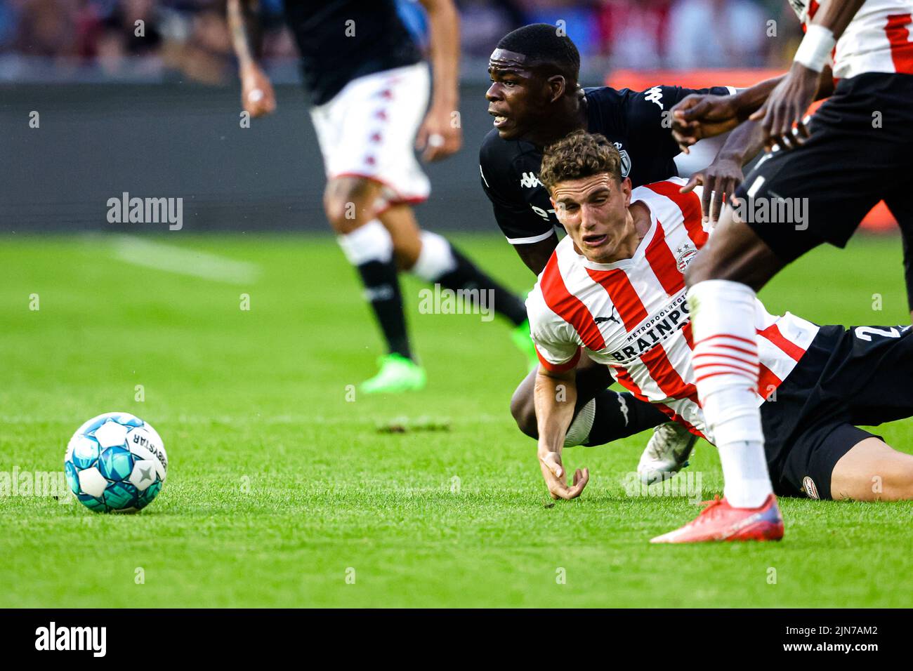 EINDHOVEN, NETHERLANDS - AUGUST 9: Eliot Matazo of AS Monaco, Guus Til ...