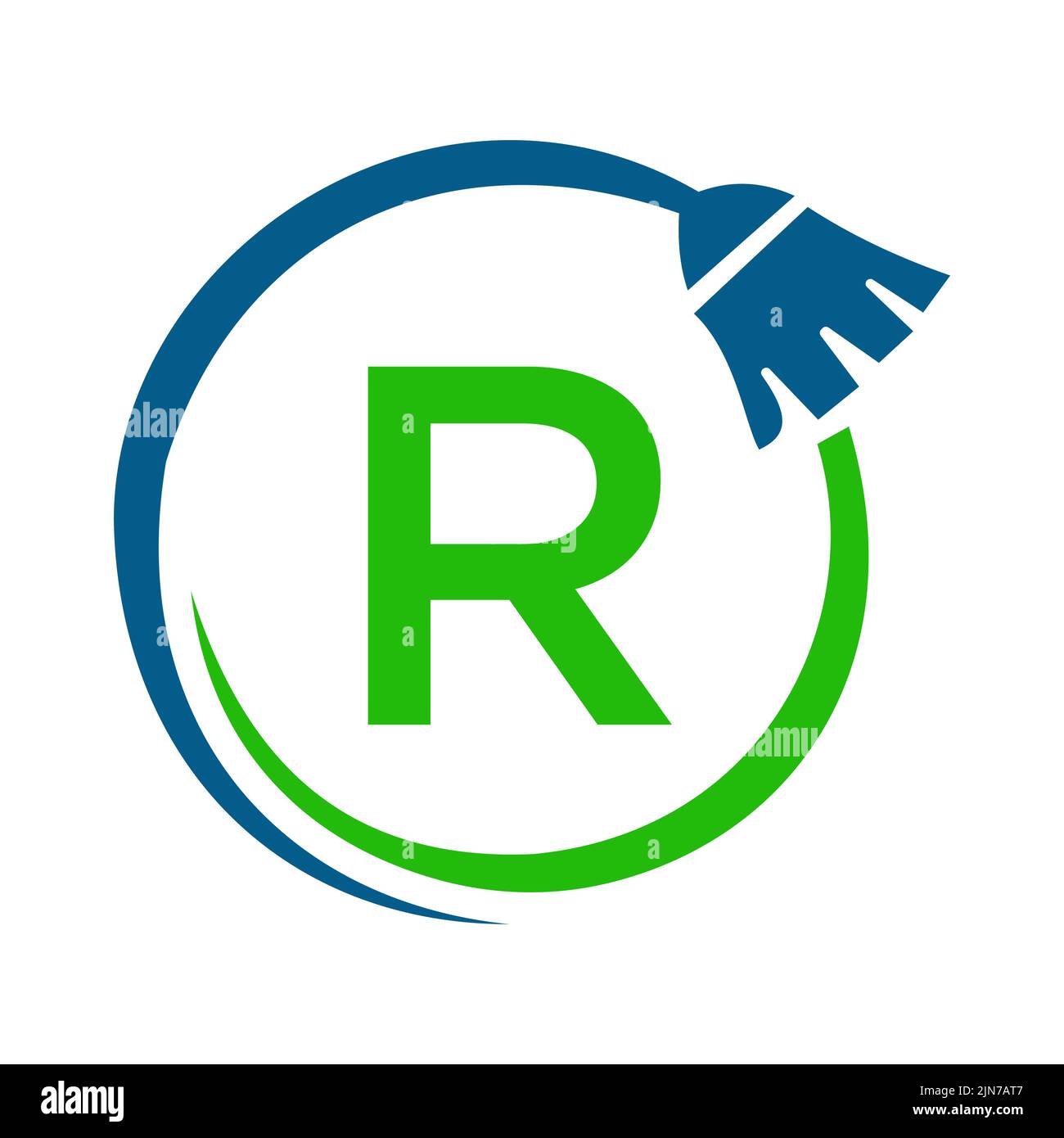 Maid House Cleaning Logo On Letter R Concept. Maid Logo, Cleaning Brush ...