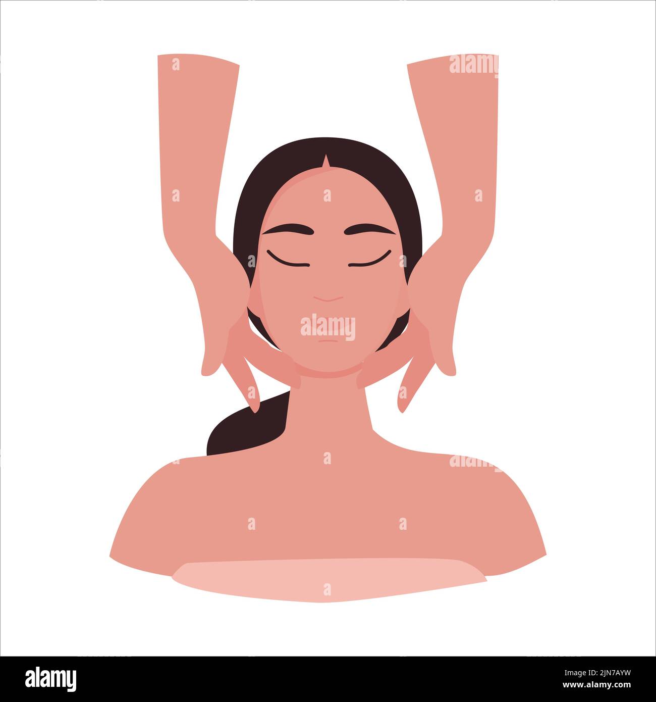 asian girl long hair top view and hands masseuse Stock Vector Image ...