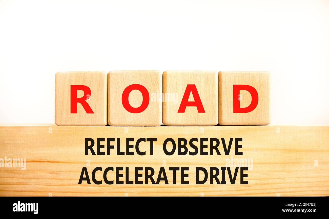 ROAD reflect observe accelerate drive symbol. Concept words ROAD ...