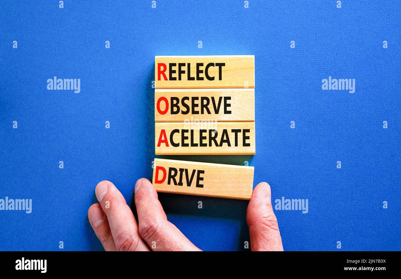 ROAD reflect observe accelerate drive symbol. Concept words ROAD ...