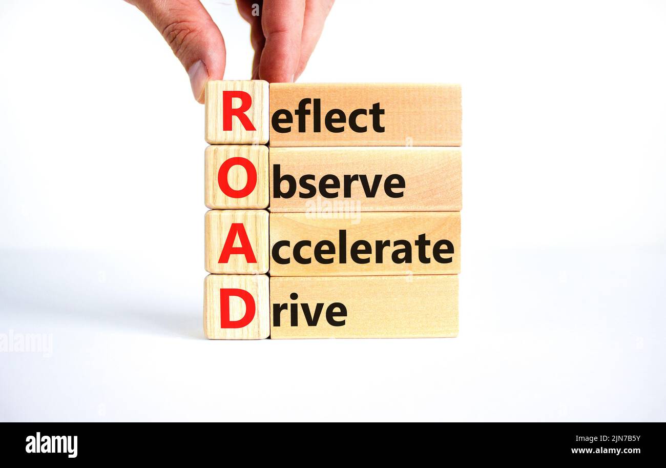 ROAD reflect observe accelerate drive symbol. Concept words ROAD ...
