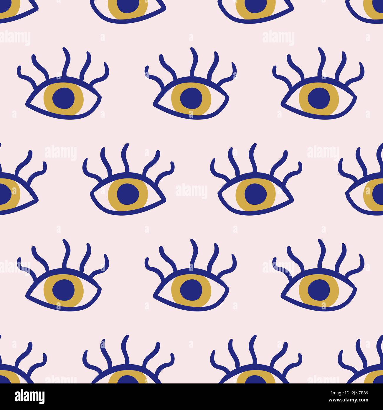 Evil eyes seamless pattern in blue, white colors Stock Vector Image ...