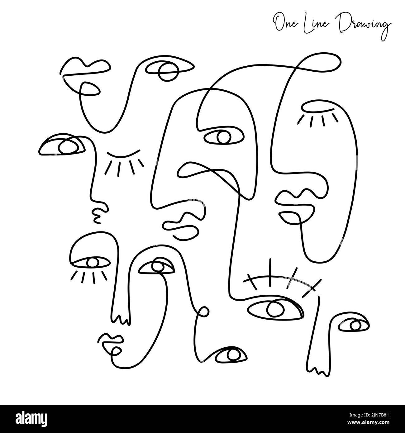 One line drawing people faces composition Stock Vector Image & Art - Alamy