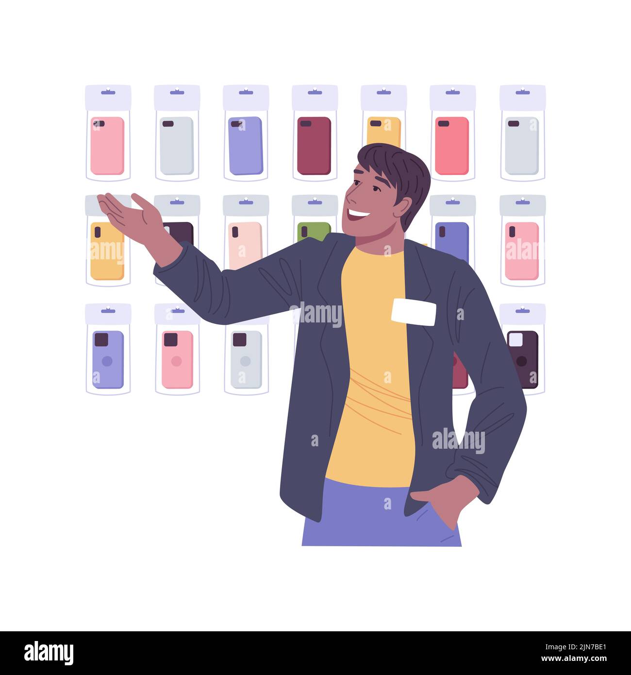 Smartphone cases isolated cartoon vector illustrations Stock Vector ...
