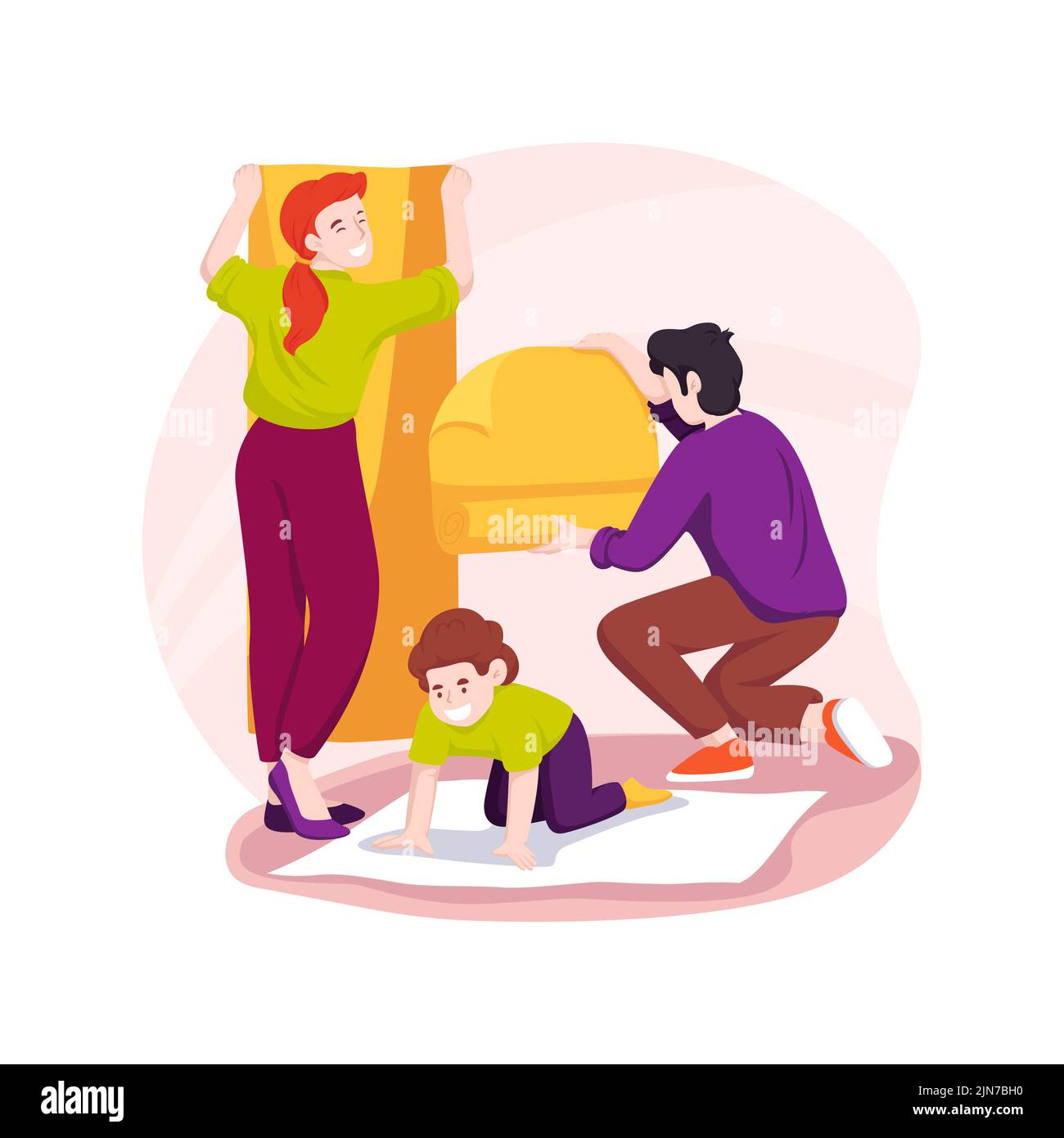 Put Wallpapers Isolated Cartoon Vector Illustration Stock Vector Image