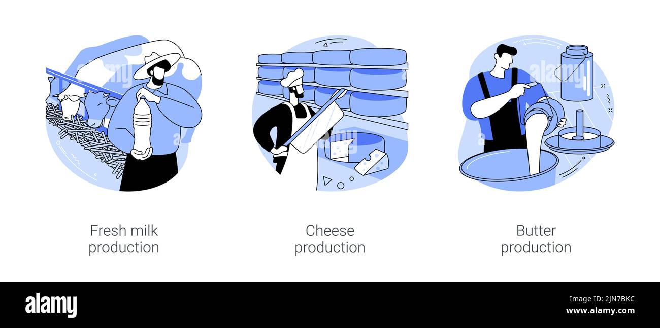 Dairy farming isolated cartoon vector illustrations se Stock Vector ...