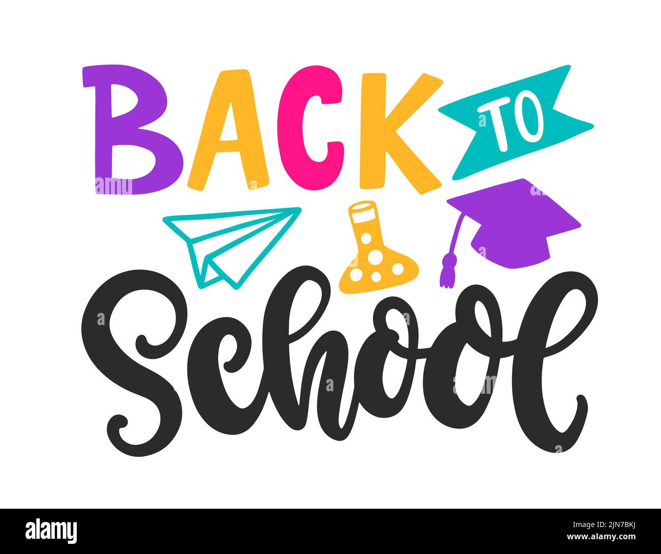 Back to School Vector hand lettering banner template Stock Vector Image ...