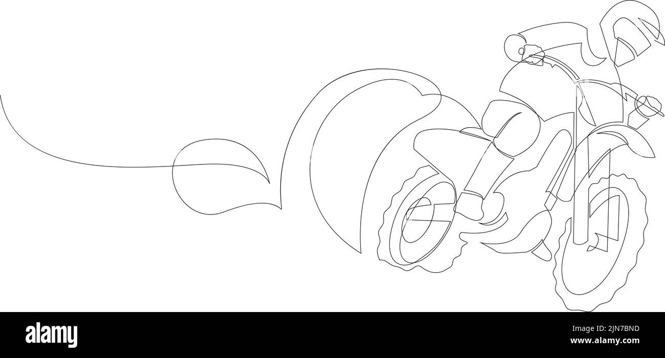 One single line drawing of young motocross rider conquer track ...