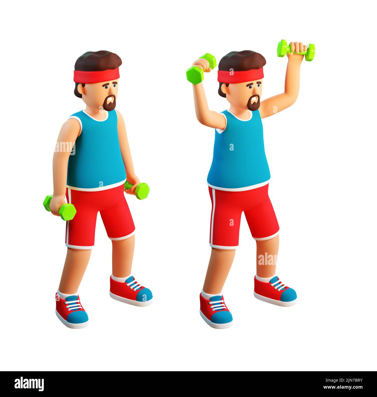 Cartoon man lifting dumbbells Cut Out Stock Images & Pictures - Alamy