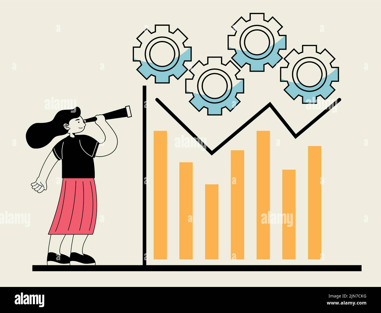 woman with telescope Stock Vector Image & Art - Alamy