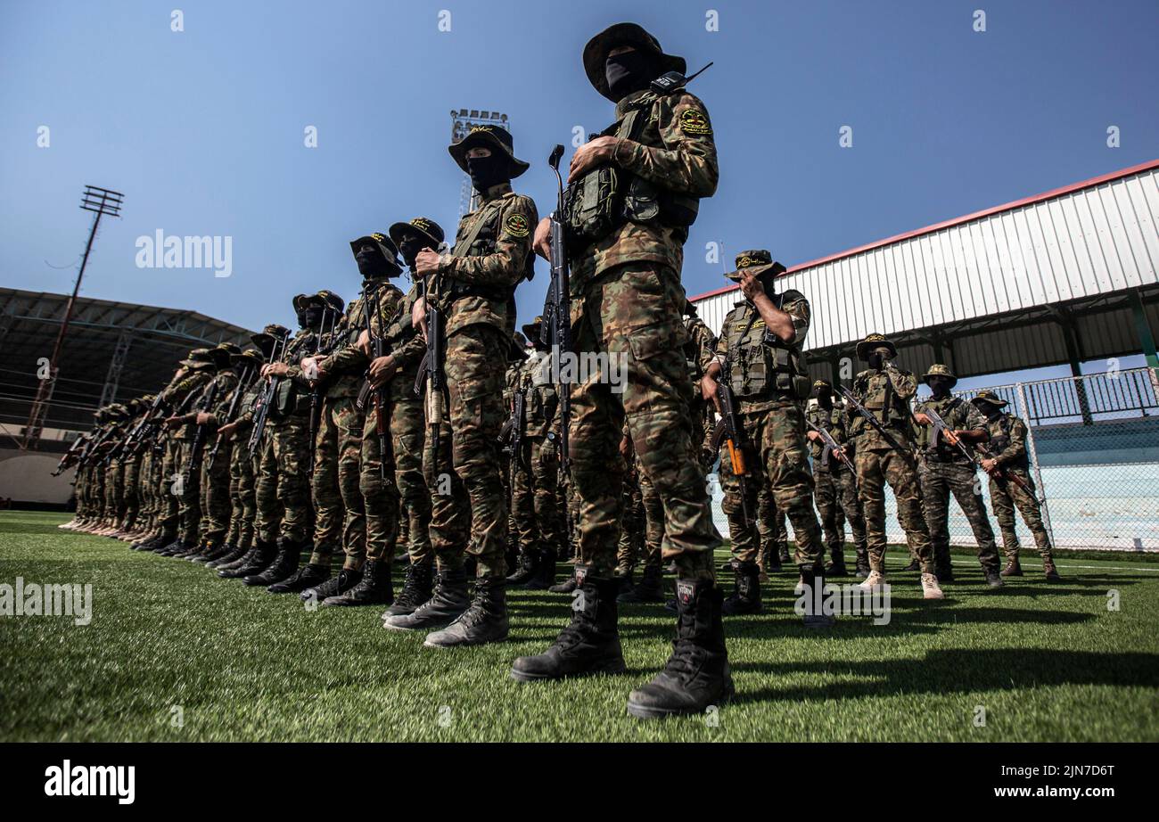 Masked Fighters of Al-Quds Brigades, the military wing of Islamic Jihad ...