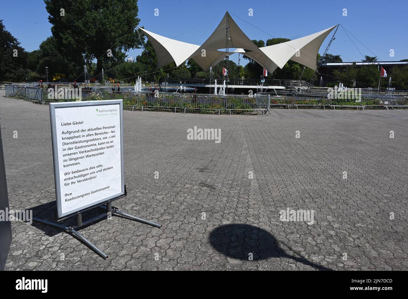 Cologne, Germany. 09th Aug, 2022. A sign at the open air location ...