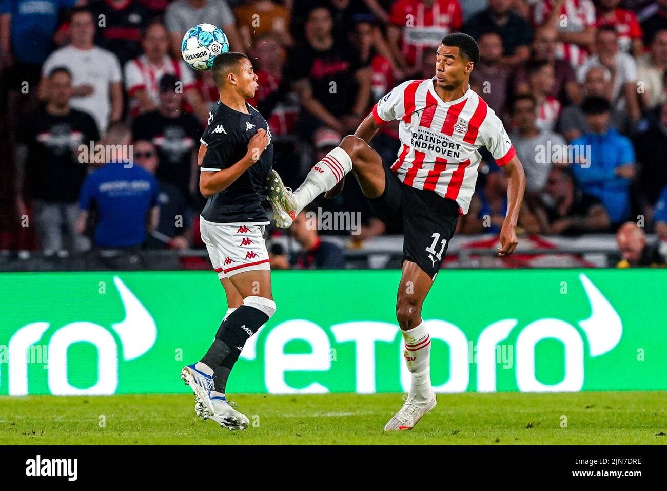 EINDHOVEN, NETHERLANDS - AUGUST 9: Cody Gakpo of PSV Eindhoven hitting ...