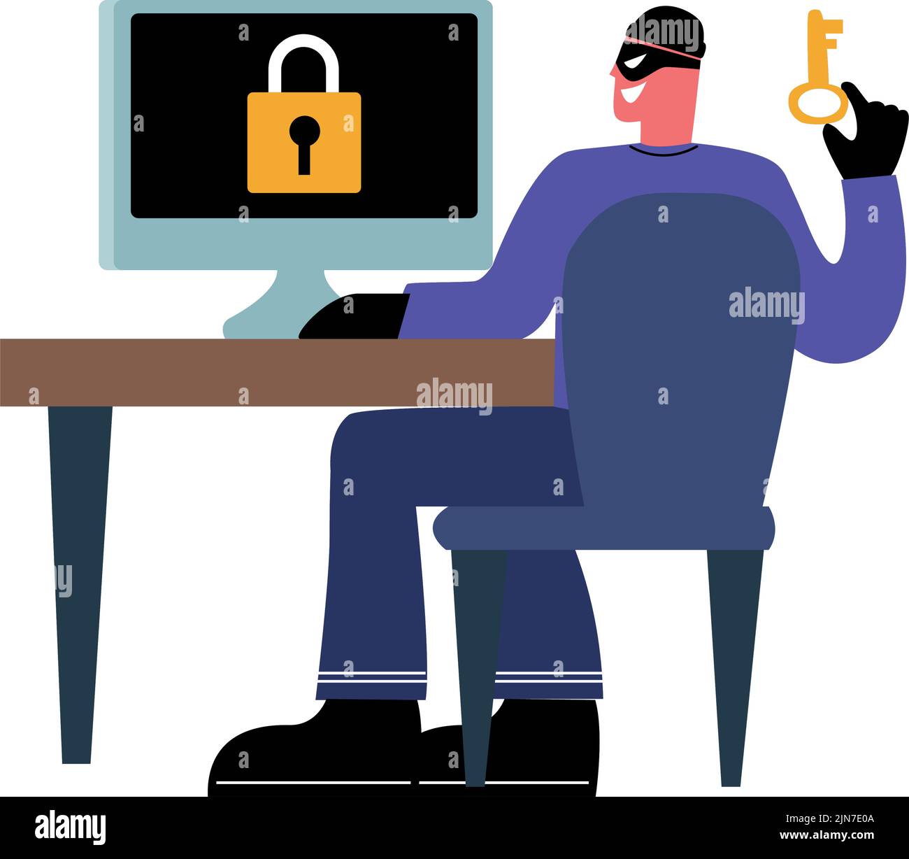 hacker with key of desktop Stock Vector Image & Art - Alamy