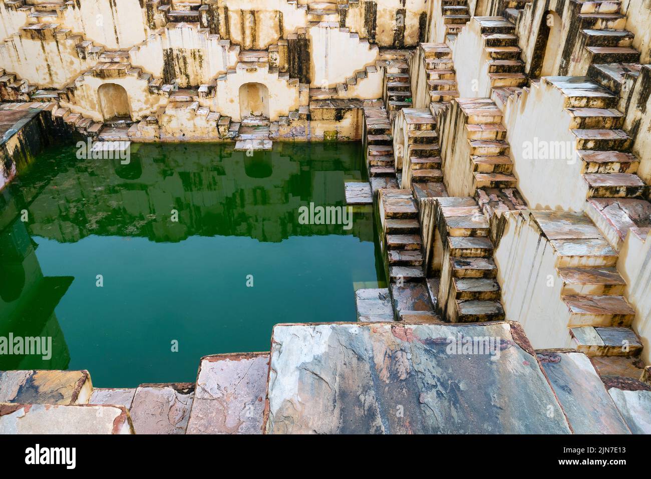 A beautiful shot of the Chand Baori or Abhaneri Step Well with ...