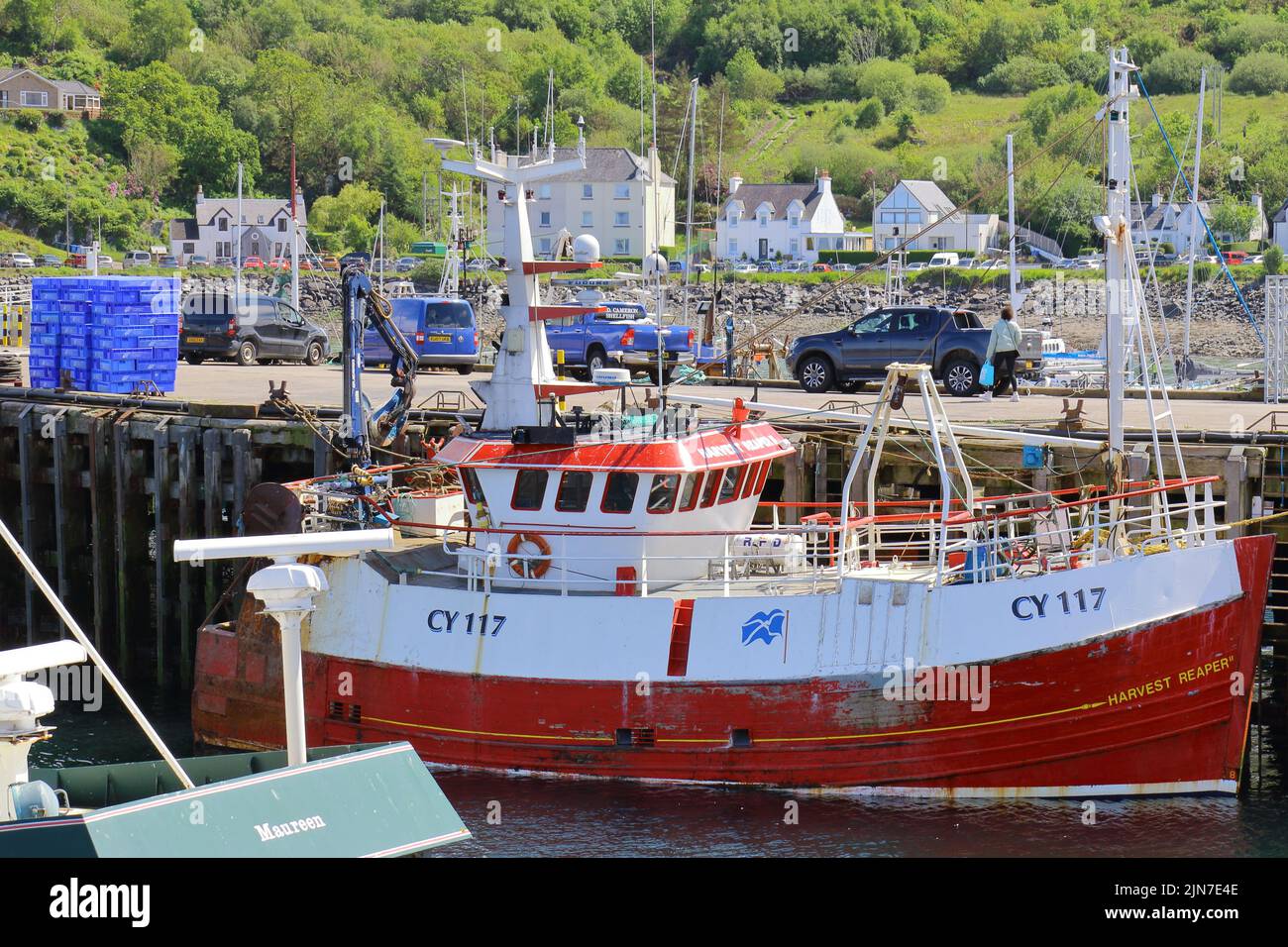 The fishing vessel HARVEST REAPER II, CY117, in the bustling and ...