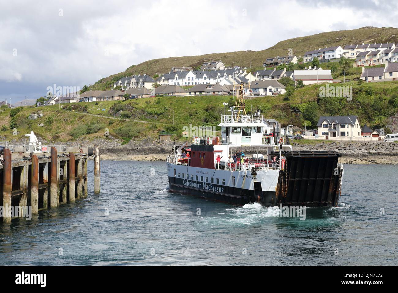 Ferry Loch Bhrusda leaving Mallaig harbour. The MV Loch Bhrusda, Loch ...