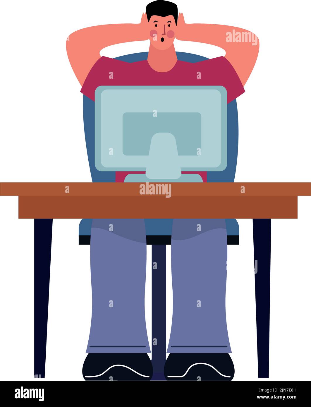 scared man using desktop Stock Vector Image & Art - Alamy