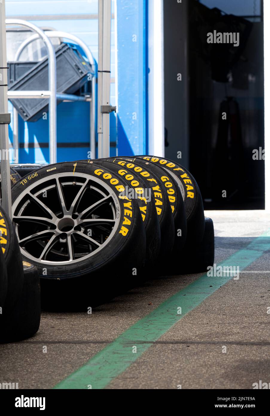 Set of racing tires Goodyear label motor sport car equipment ...