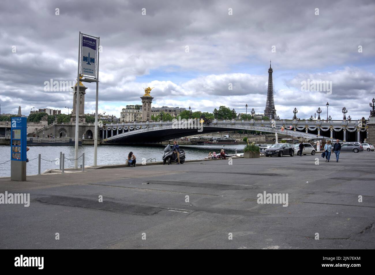 Paris, France - May 26, 2022: Batobus stop Place de la Concorde with ...