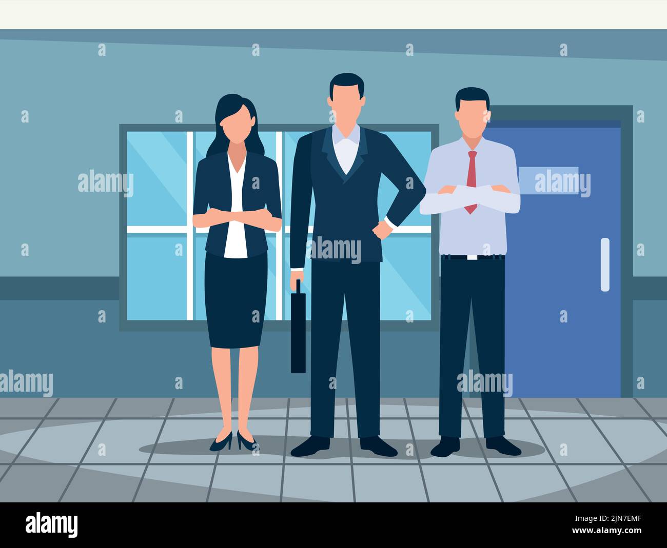 three workers in the workplace Stock Vector Image & Art - Alamy