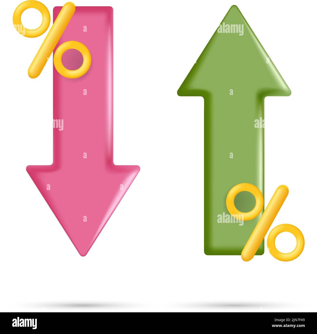 Trading stock market arrows with percent interest set. Red and green ...