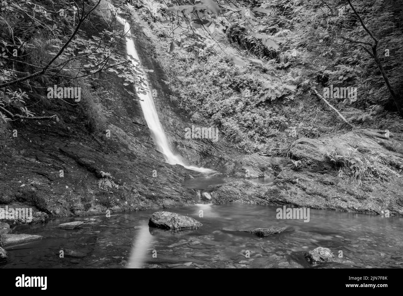 Long exposure of the White Lady waterfall on the river Lyd at Lyford ...