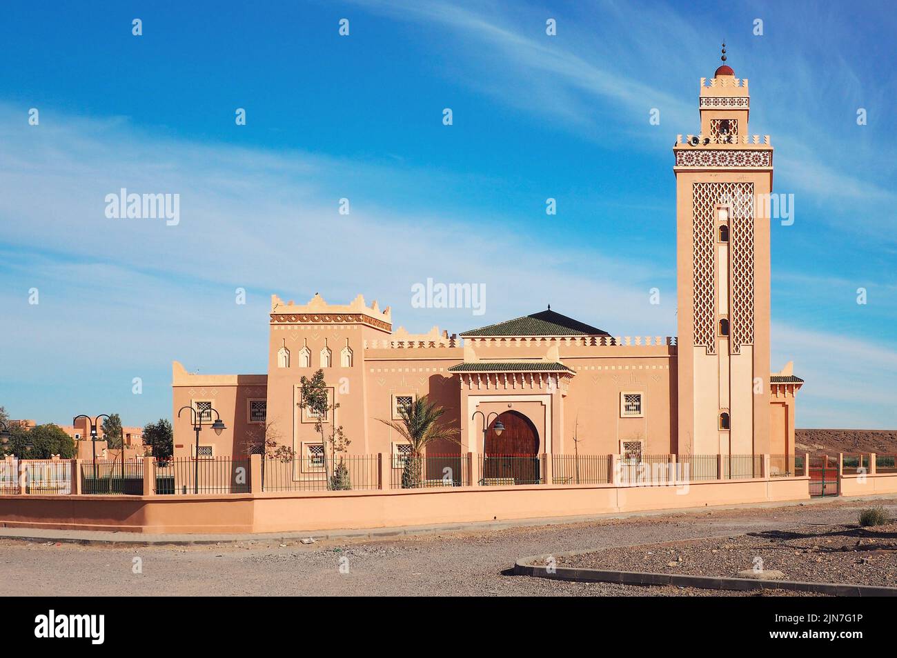 Small mosque near Ouarzazate in Morocco, clear sky above Stock Photo ...