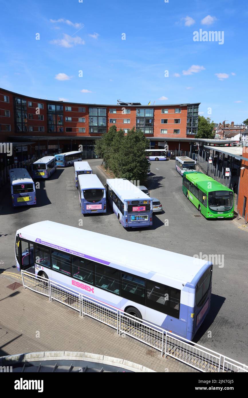 Bus station adjacent to railway station, Chelmsford, Essex, UK Stock ...