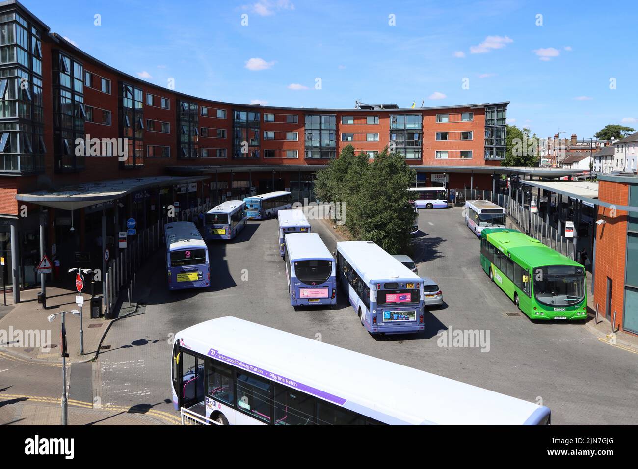 Bus station adjacent to railway station, Chelmsford, Essex, UK Stock ...