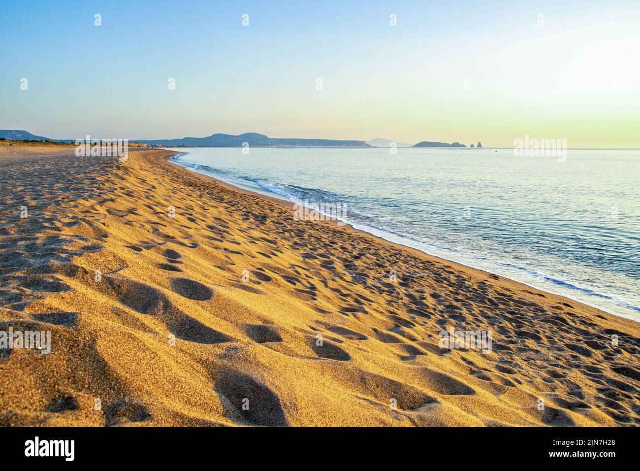 Sunrise in Pals, sandy beach and wild dune in Pals, Catalonia, Spain ...