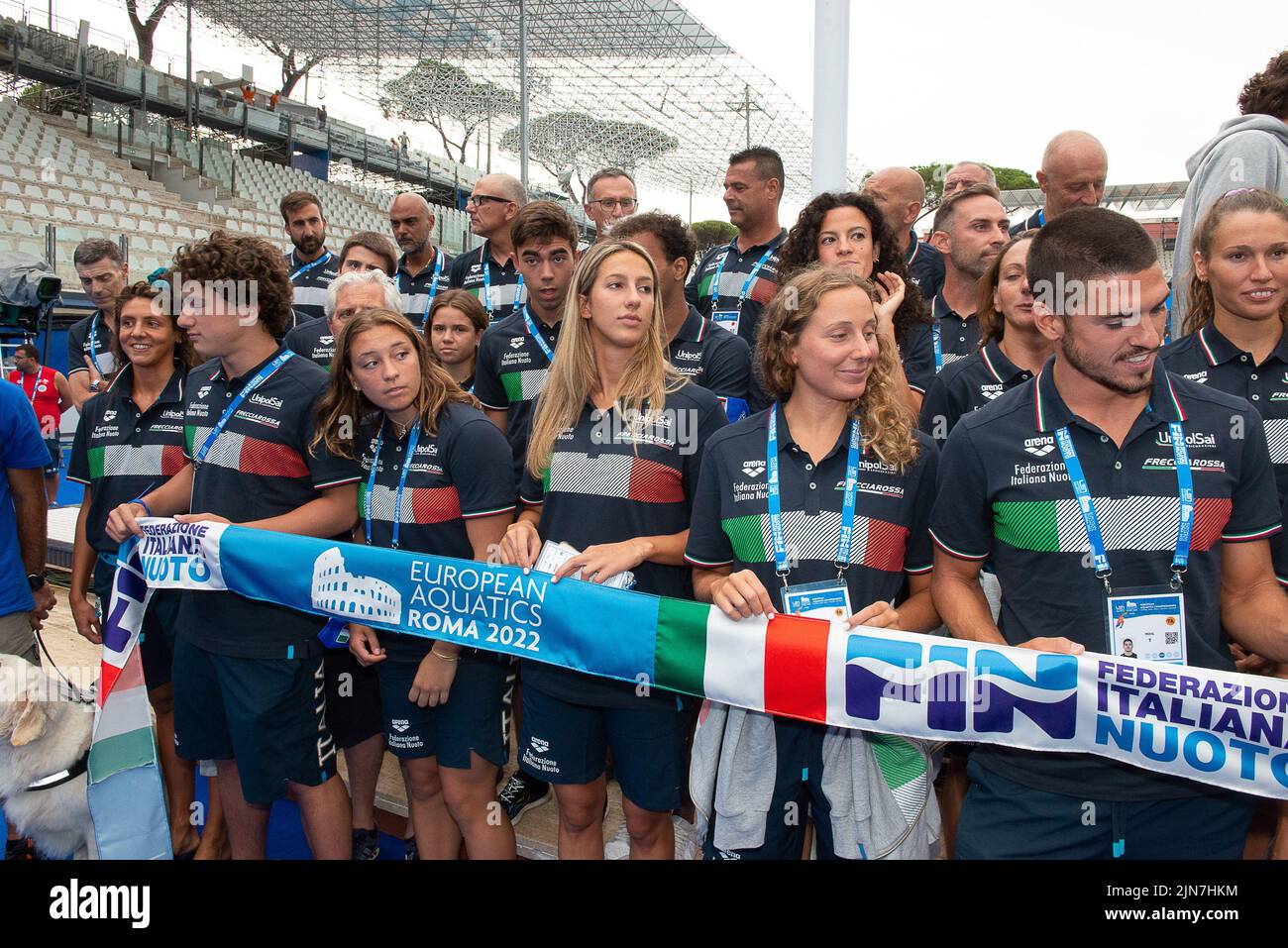 Italian swimming team during the press conference for the presentation ...