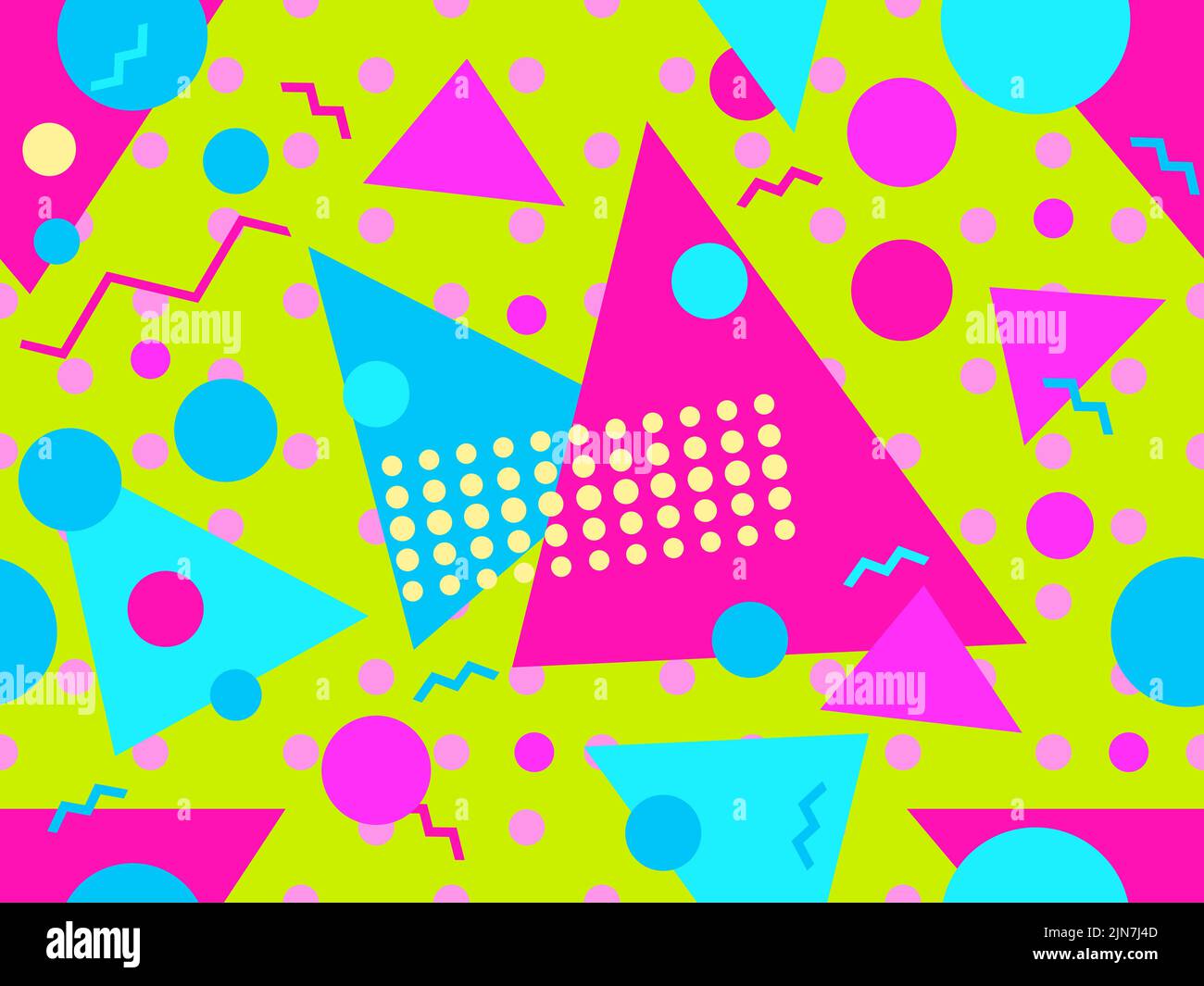 Geometric seamless pattern with memphis elements in 80s style. Colorful ...