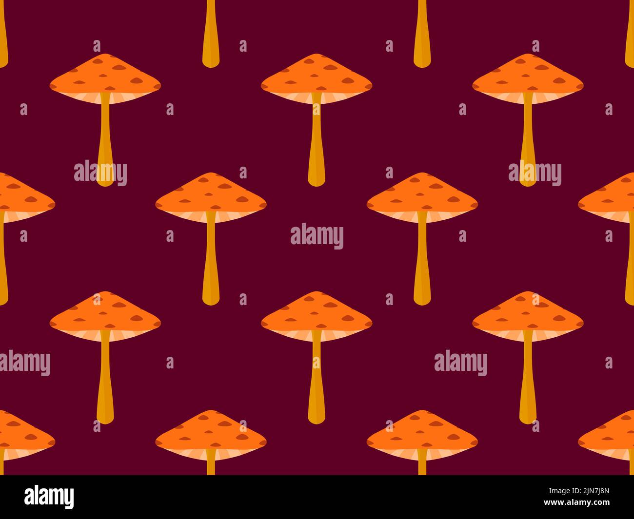 Mushrooms seamless pattern. Mushrooms with red caps on a black ...