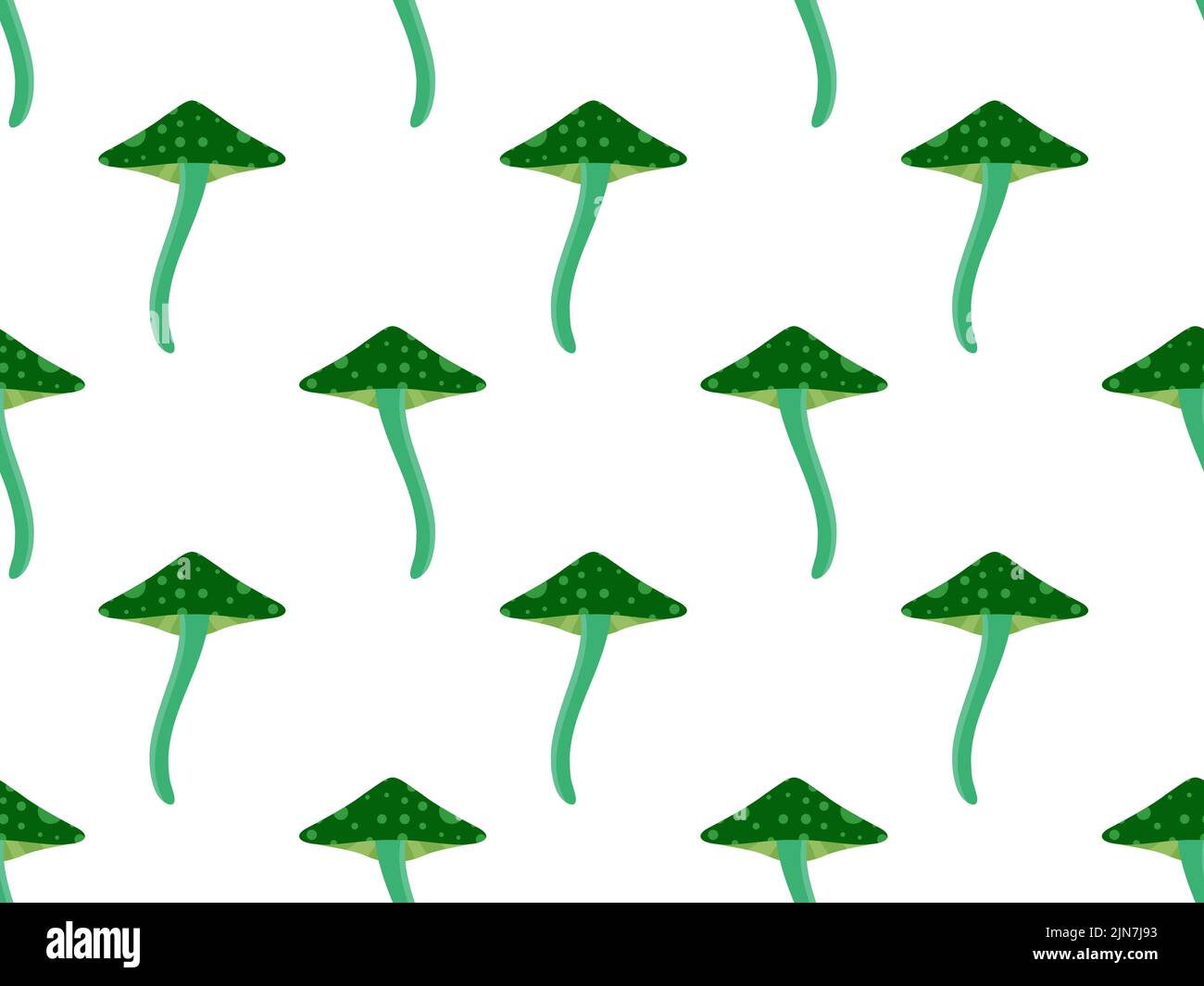 Mushrooms seamless pattern. Mushrooms with green caps on a white ...