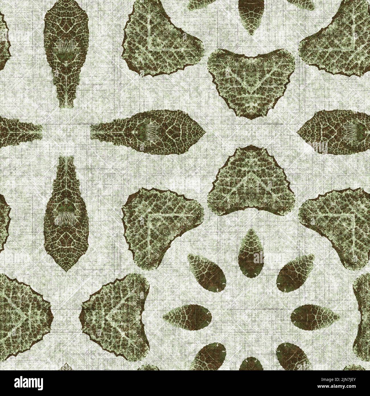 Foliage green kaleidoscope seamless texture pattern. Trendy optic fresh ...