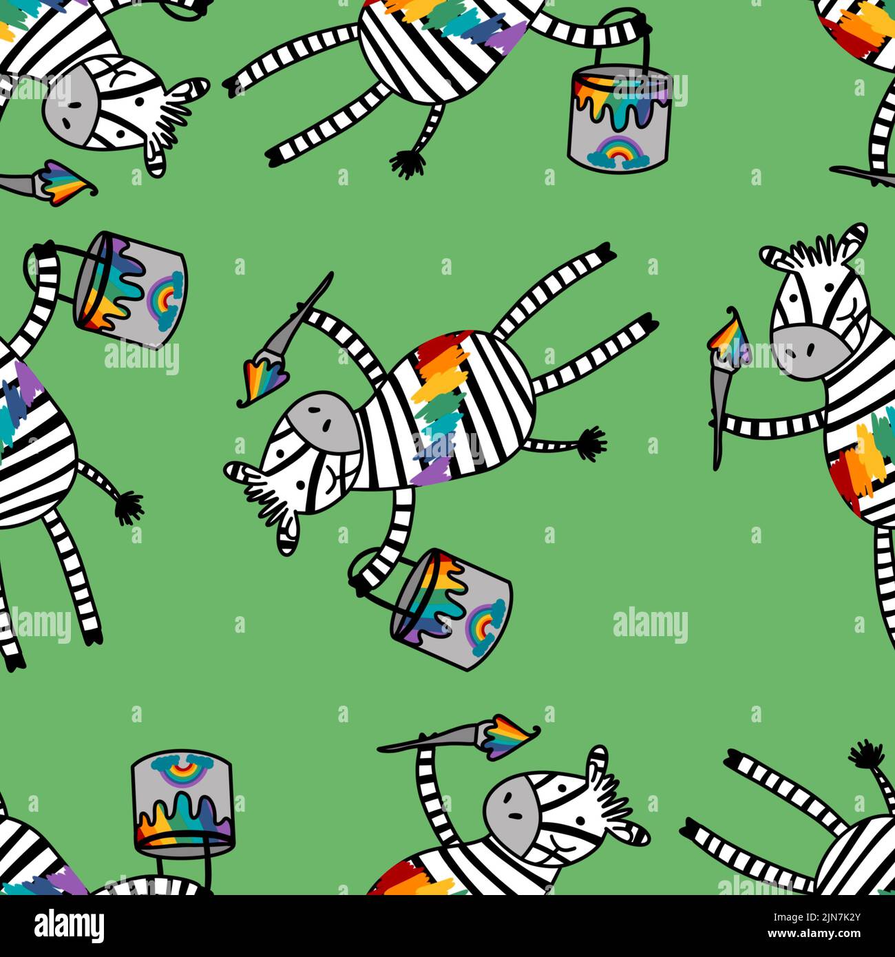 Cartoon kids animals seamless zebra pattern for wrapping paper and ...