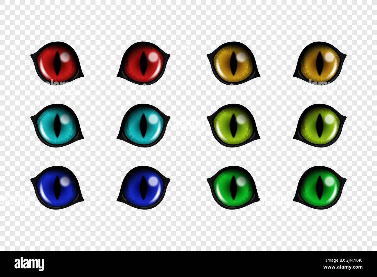 Vector 3d Realistic Cat s Eye Set Isolated. Red, Yellow, Blue, Green ...