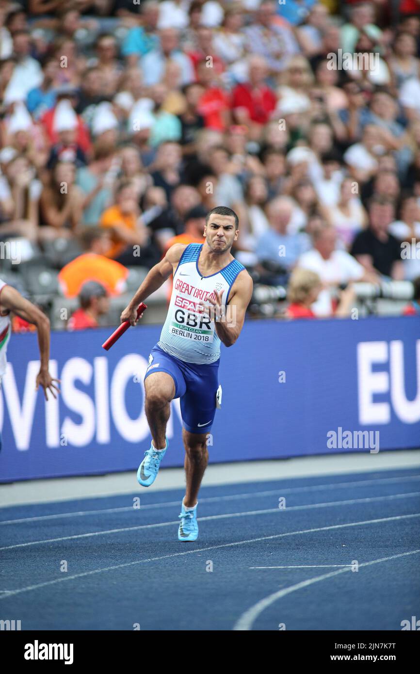 Adam Gemili participating in the 4x100 meter relay at the European ...