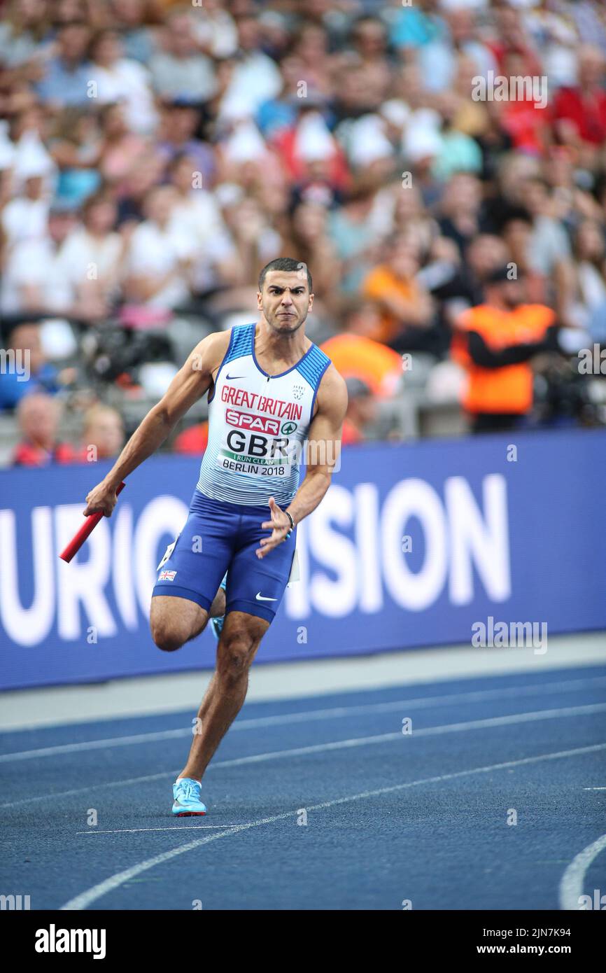 Adam Gemili participating in the 4x100 meter relay at the European ...