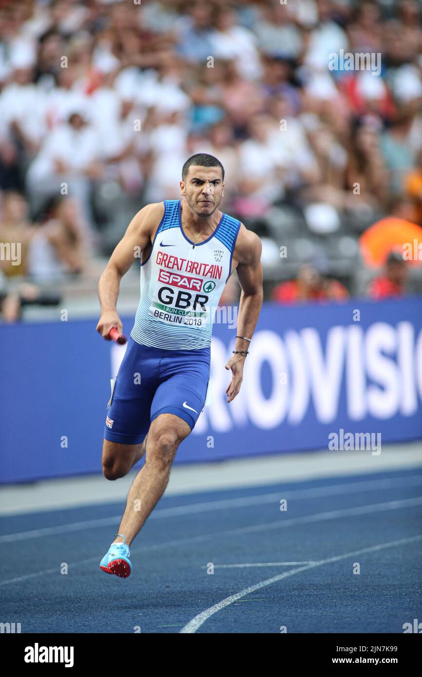 Adam Gemili participating in the 4x100 meter relay at the European ...