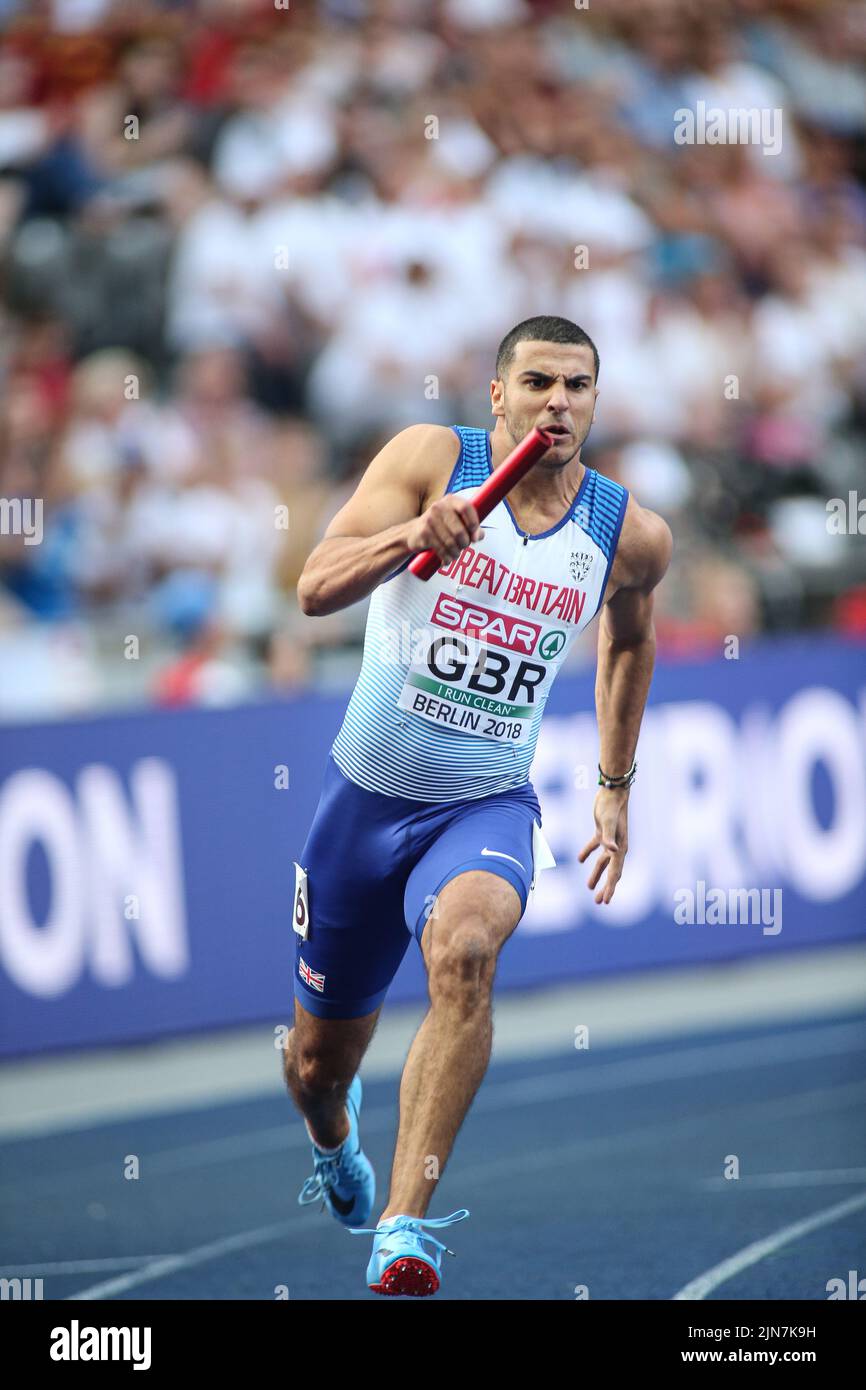 Adam Gemili participating in the 4x100 meter relay at the European ...
