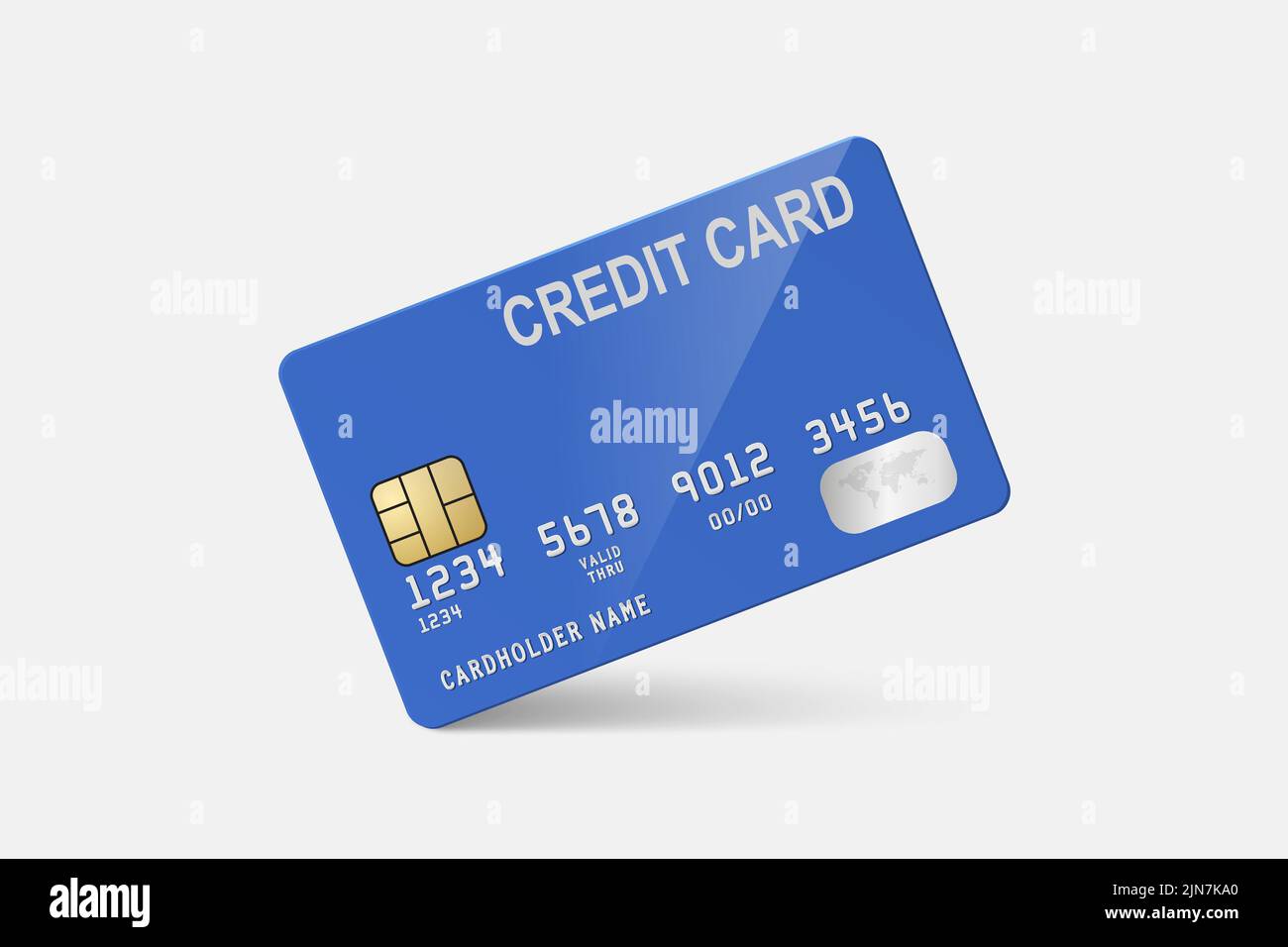 Vector 3d Realistic Blue Credit Card on White Background. Design ...