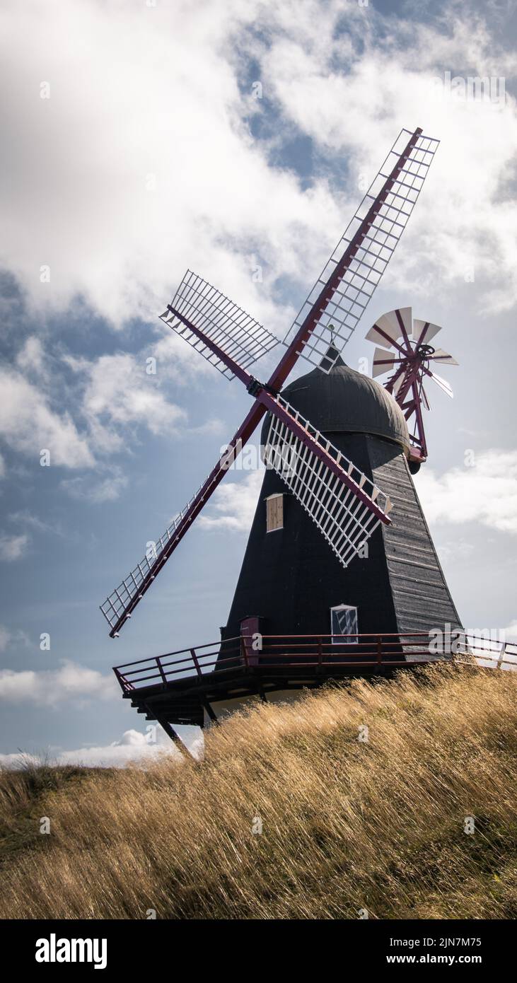 Danish windmill in the nature of Fanø Island, Denmark Stock Photo - Alamy